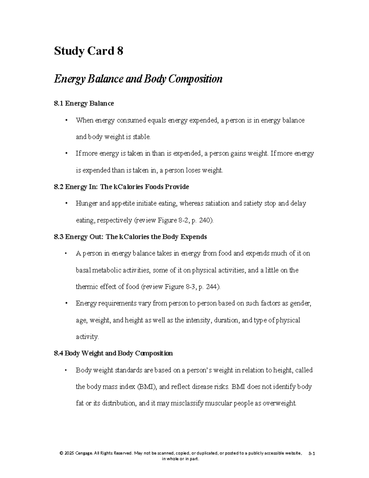 UN3Ce SC 08 - Energy Balance & Body Composition Study Card - Studocu