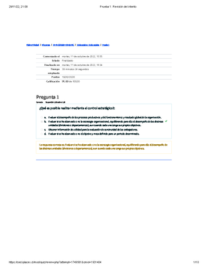 Prueba 2 Control Gestion - PRUEBA 2 CONTROL DE GESTION 100/100 SEPT AUDITORIA Pregunta 1 5/ De ...