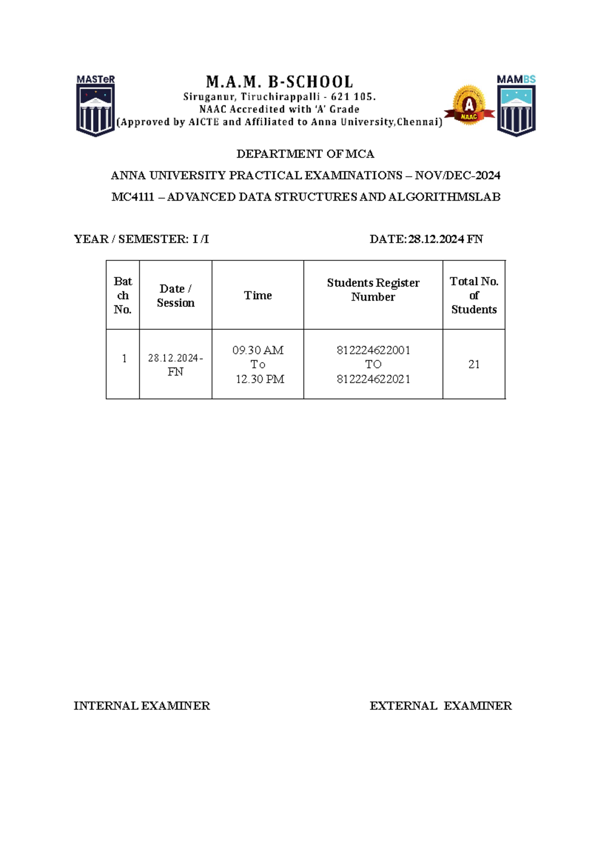 ADSA LAB - PRACTICAL - DEPARTMENT OF MCA ANNA UNIVERSITY PRACTICAL ...