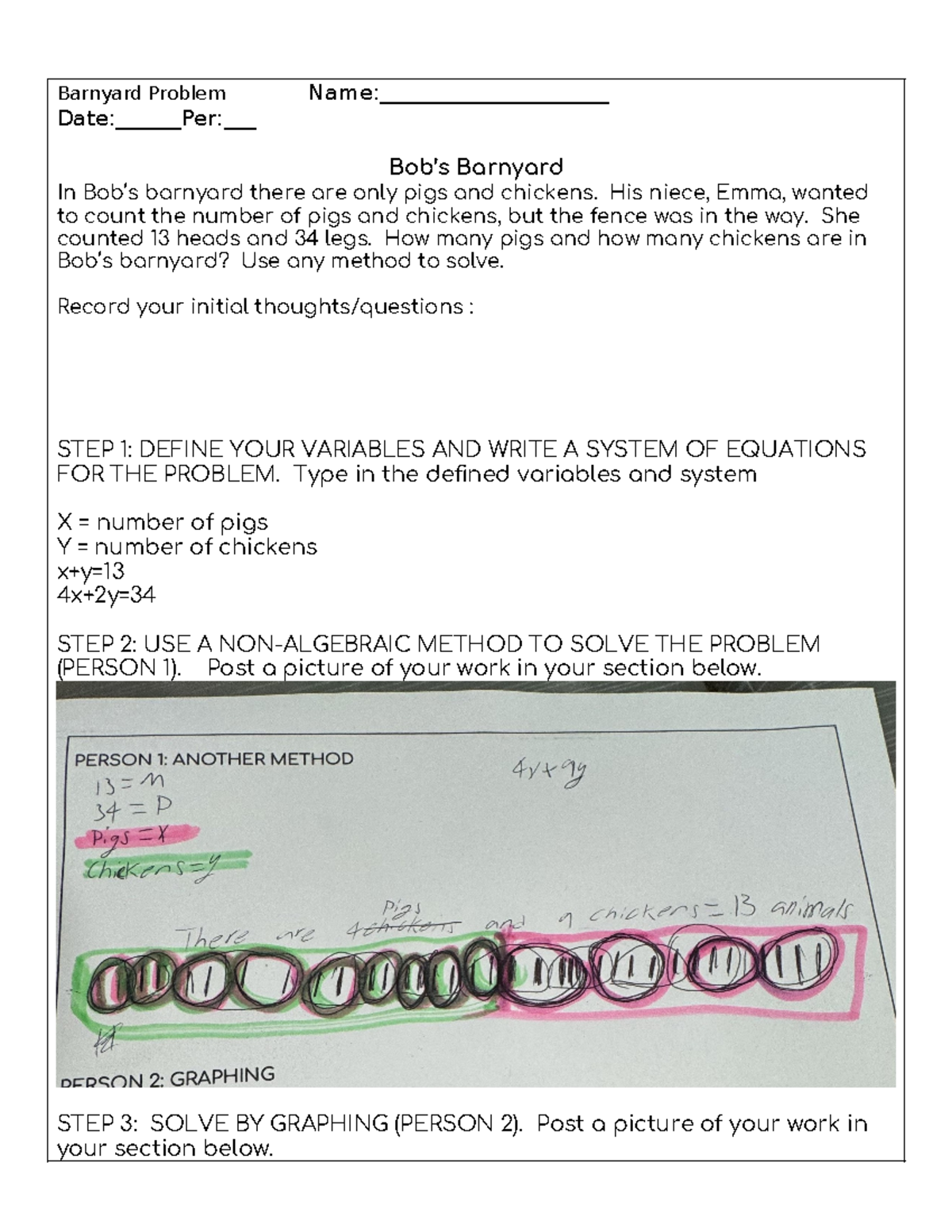 Math 101 Group Project: Solving Bob's Barnyard Problem Methods - Studocu