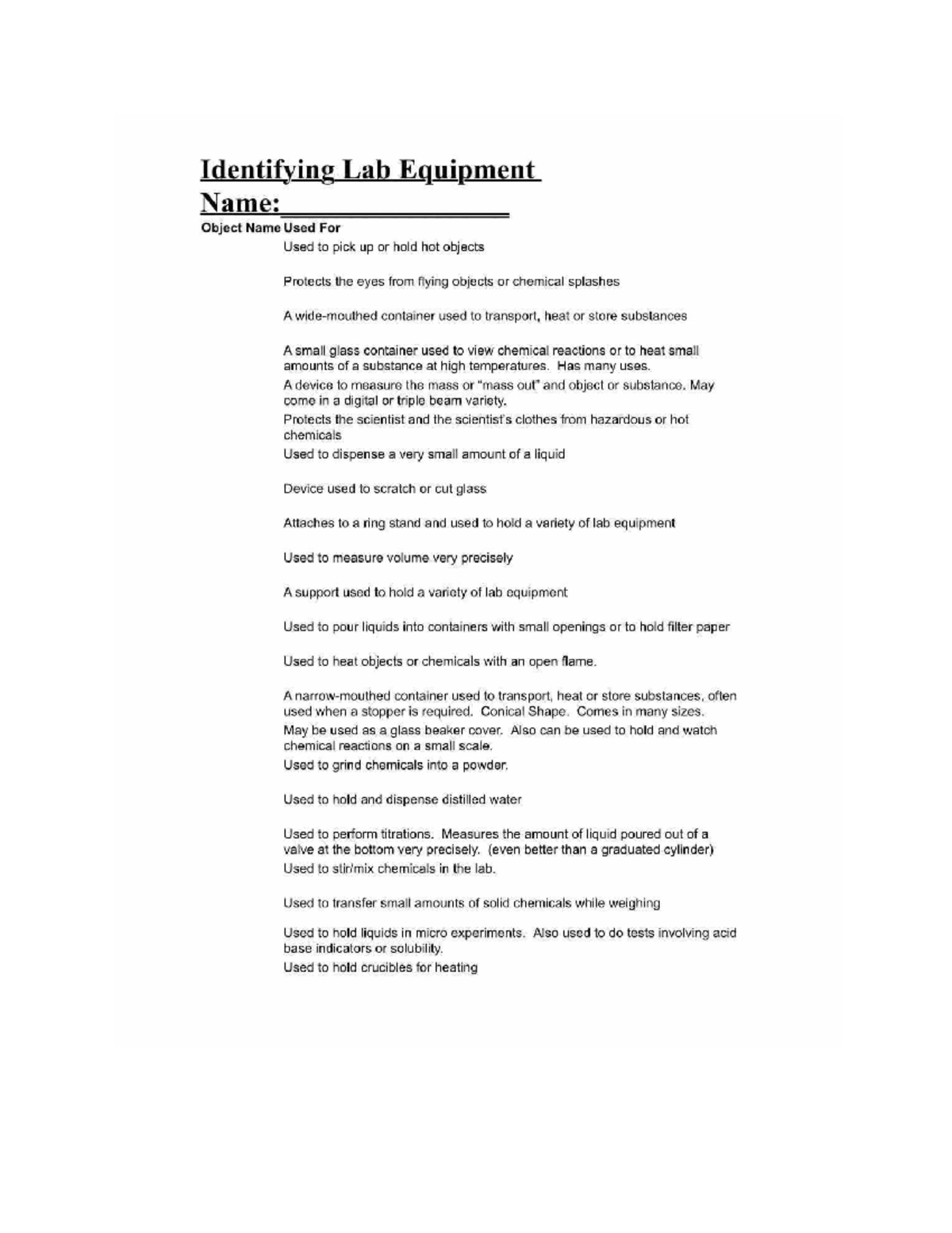 Identifying Lab Equipments - Has many uses. A device to measure the ...