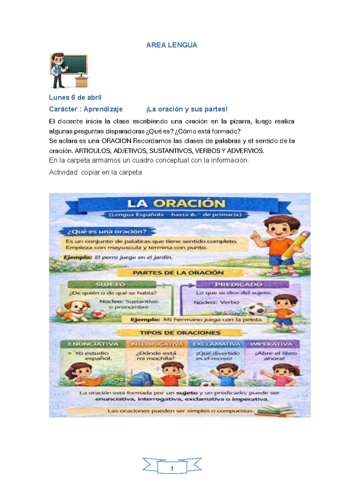 AREA LENGUA - Actividades y Enseñanzas del 6 al 15 de abril - Studocu