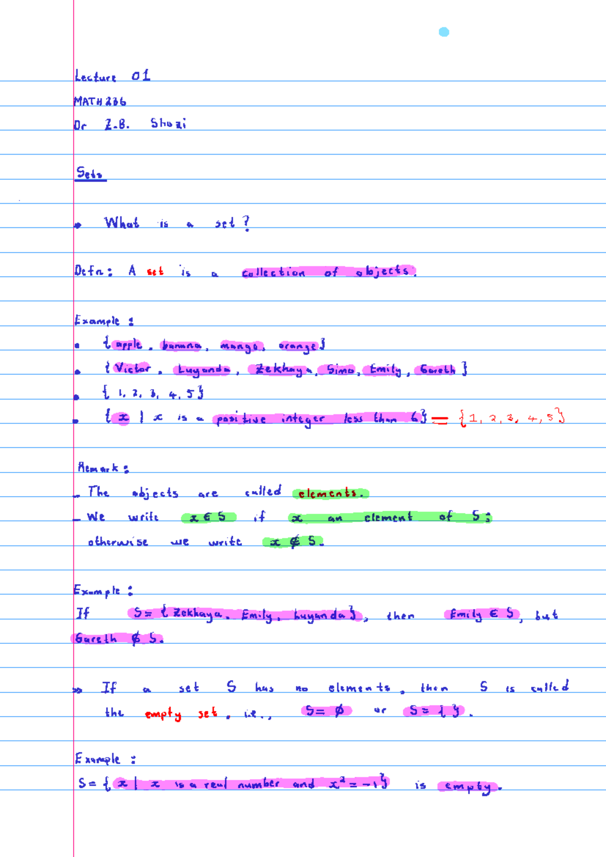 Lecture 01 Notes on Sets - MATH 236 by Dr. Z.B. Shozi - Studocu