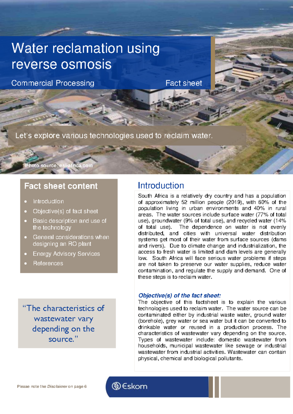 Water Reclamation Technologies: Reverse Osmosis Fact Sheet - Studocu