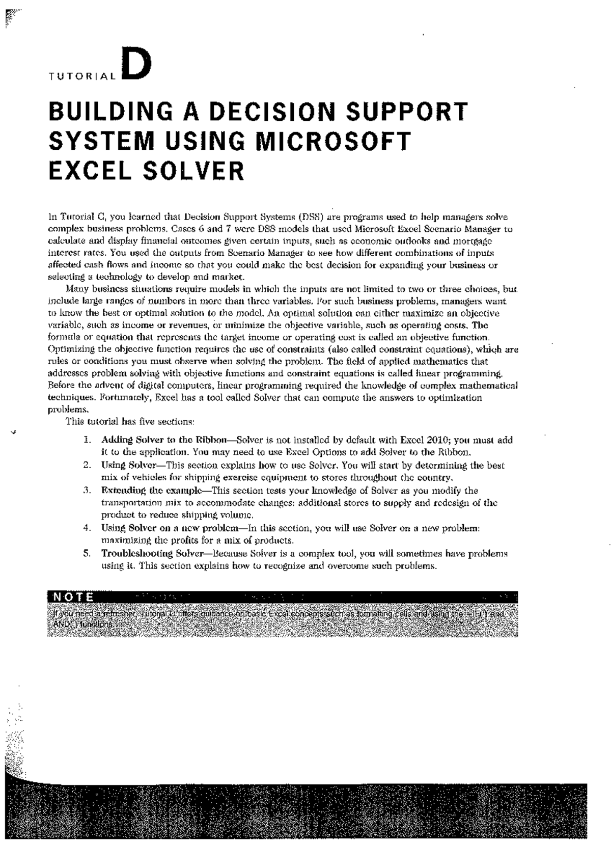 Building a Decision Support System (DSS) with Excel Solver: Tutorial D ...