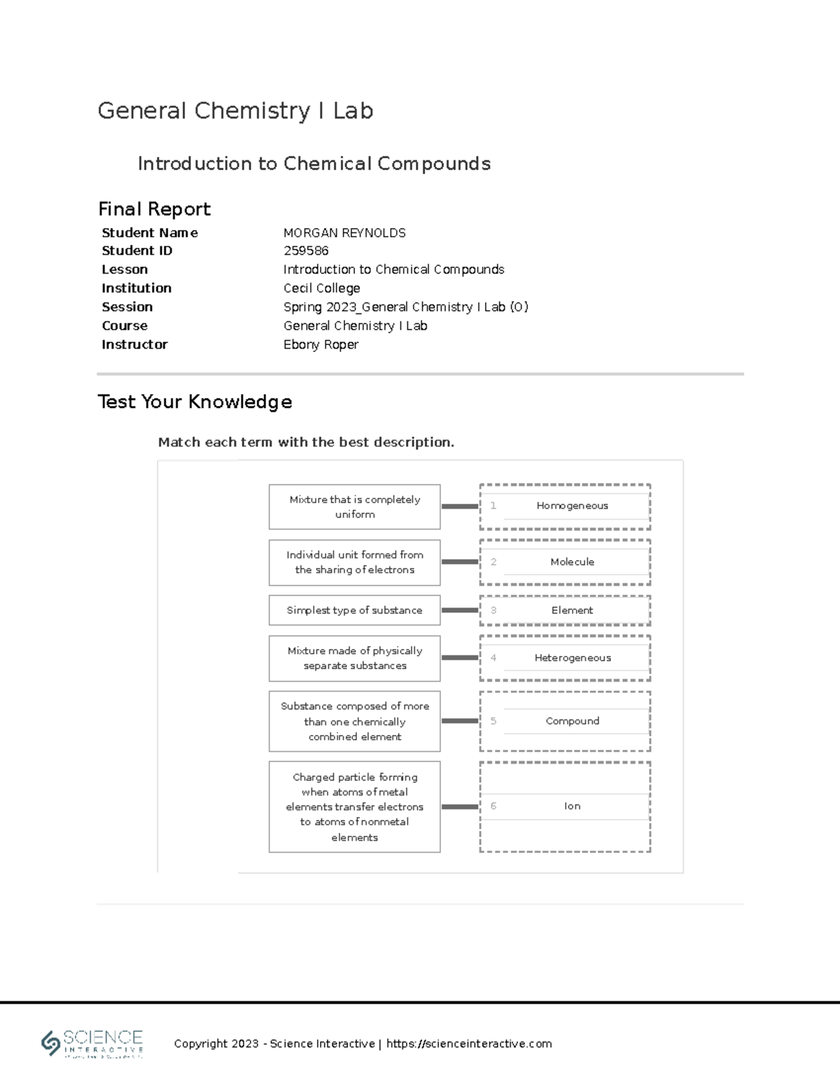 General Chemistry I Lab: Introduction to Chemical Compounds Report ...