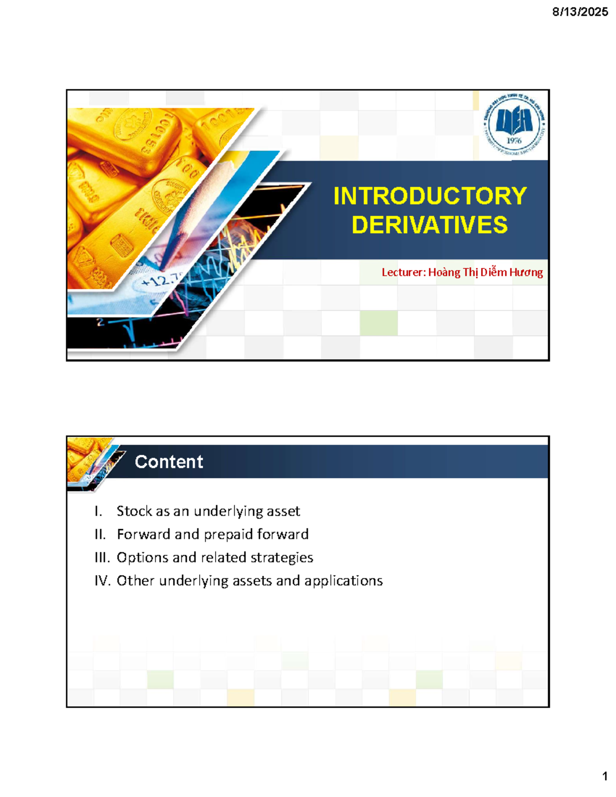 LOGO 2023: Intro to Derivatives - Chapter 1 Lecture Notes - Studocu