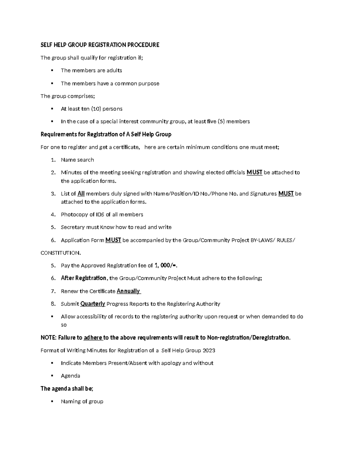 Self Help Group Registration Guide: Constitution & Procedures 2023 ...