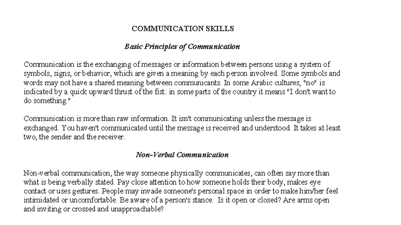 COMM 101: Communication Skills Handout on Active Listening Principles ...