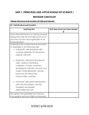 Applied Science Revision Checklist (Unit 1) - UNIT 1: PRINCIPLES AND ...