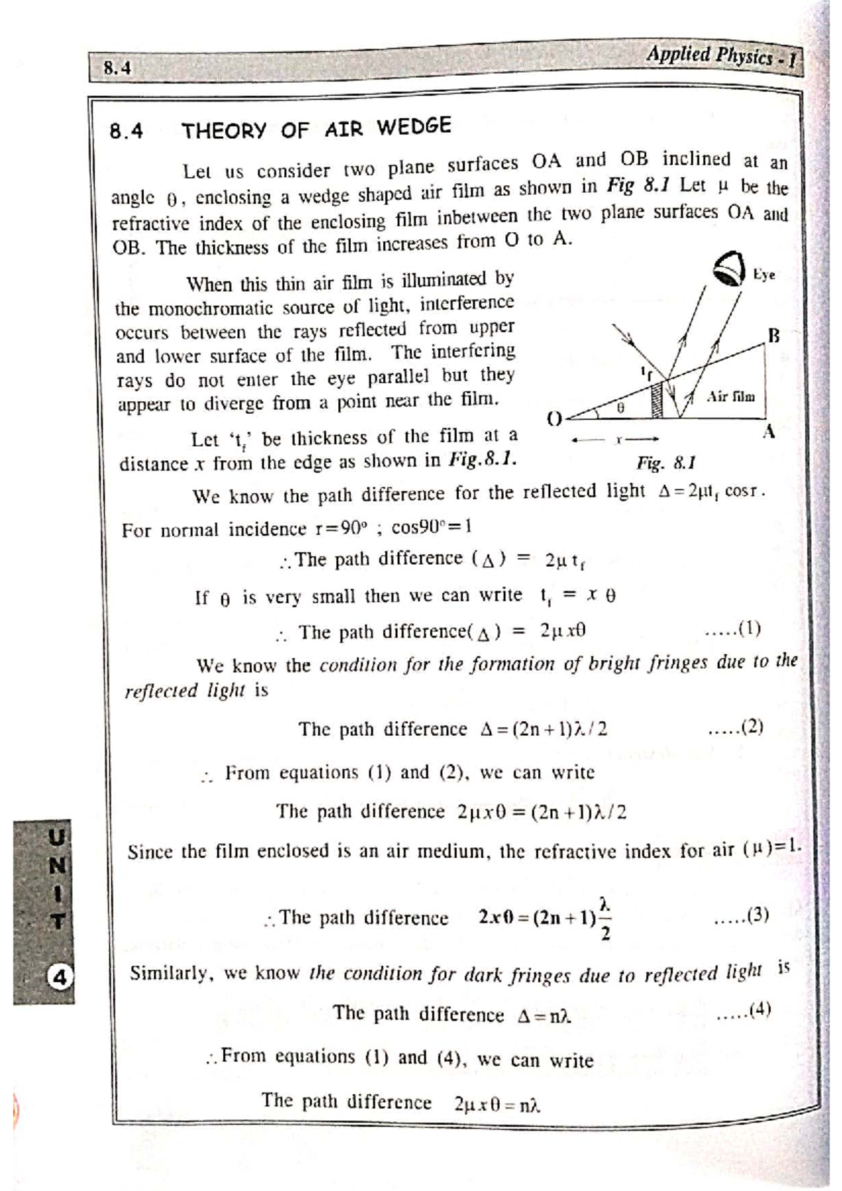 Applied Physics I: Theory of Air Wedge & Michelson Interferometer - Studocu