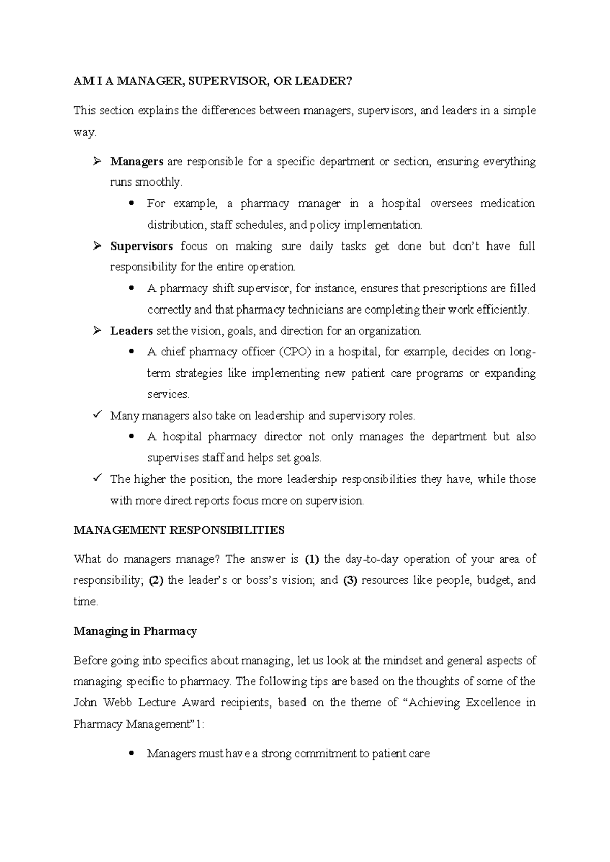 Chapter 7: Understanding Roles of Managers, Supervisors, and Leaders ...