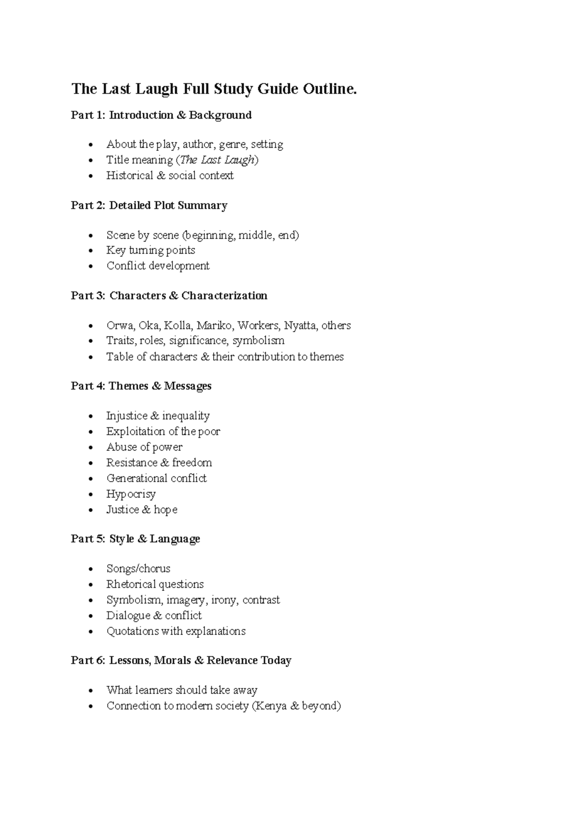 The Last Laugh (ENG 101) Summary Notes and Study Guide - Studocu