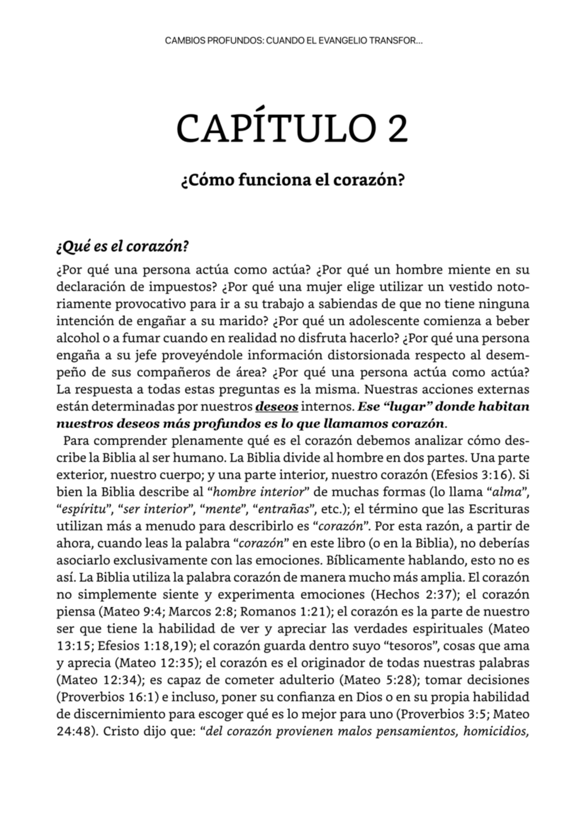 Cambios Profundos en el Corazón: Reflexiones desde el Cap 2 - Studocu