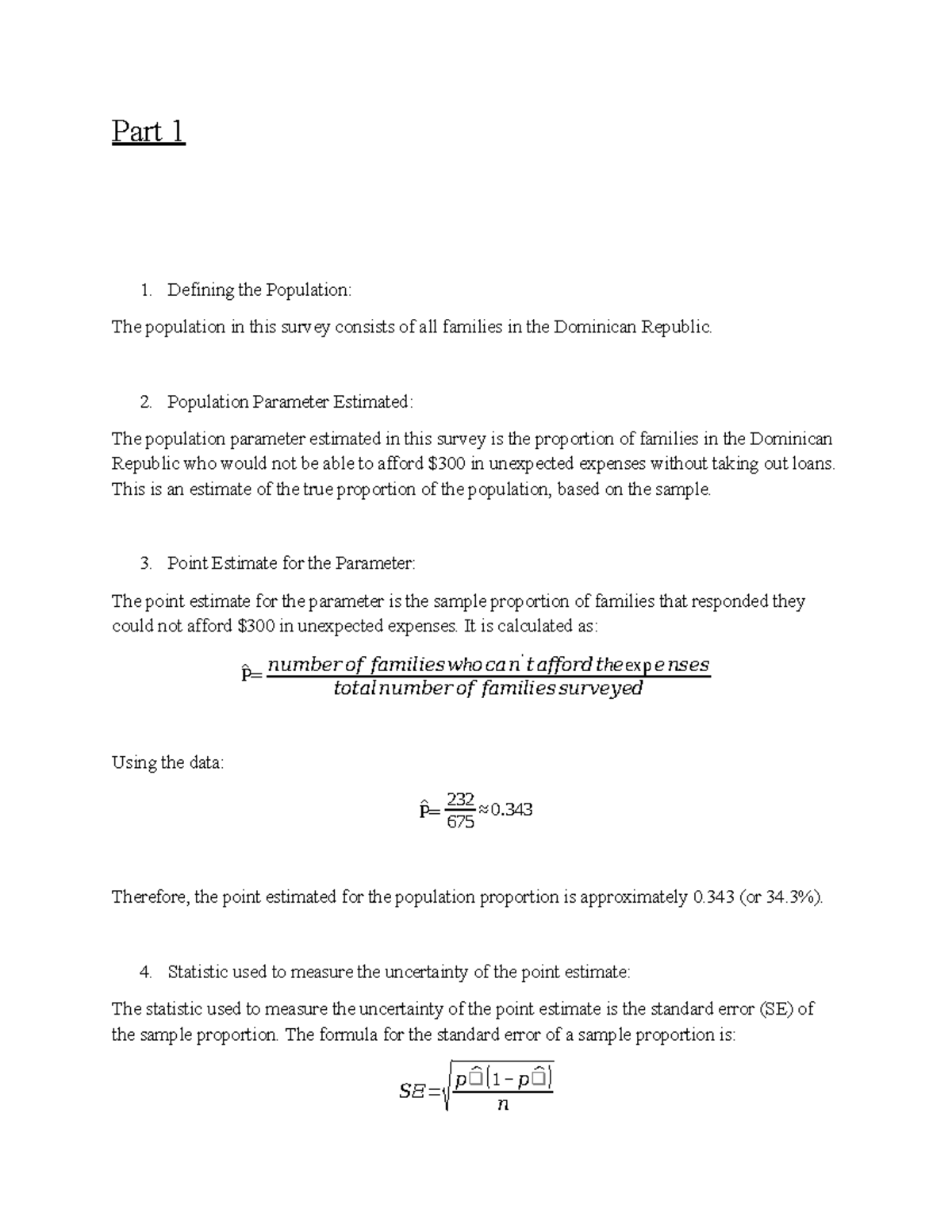 Math Assignment U1: Estimating Population Proportions in Stats - Studocu