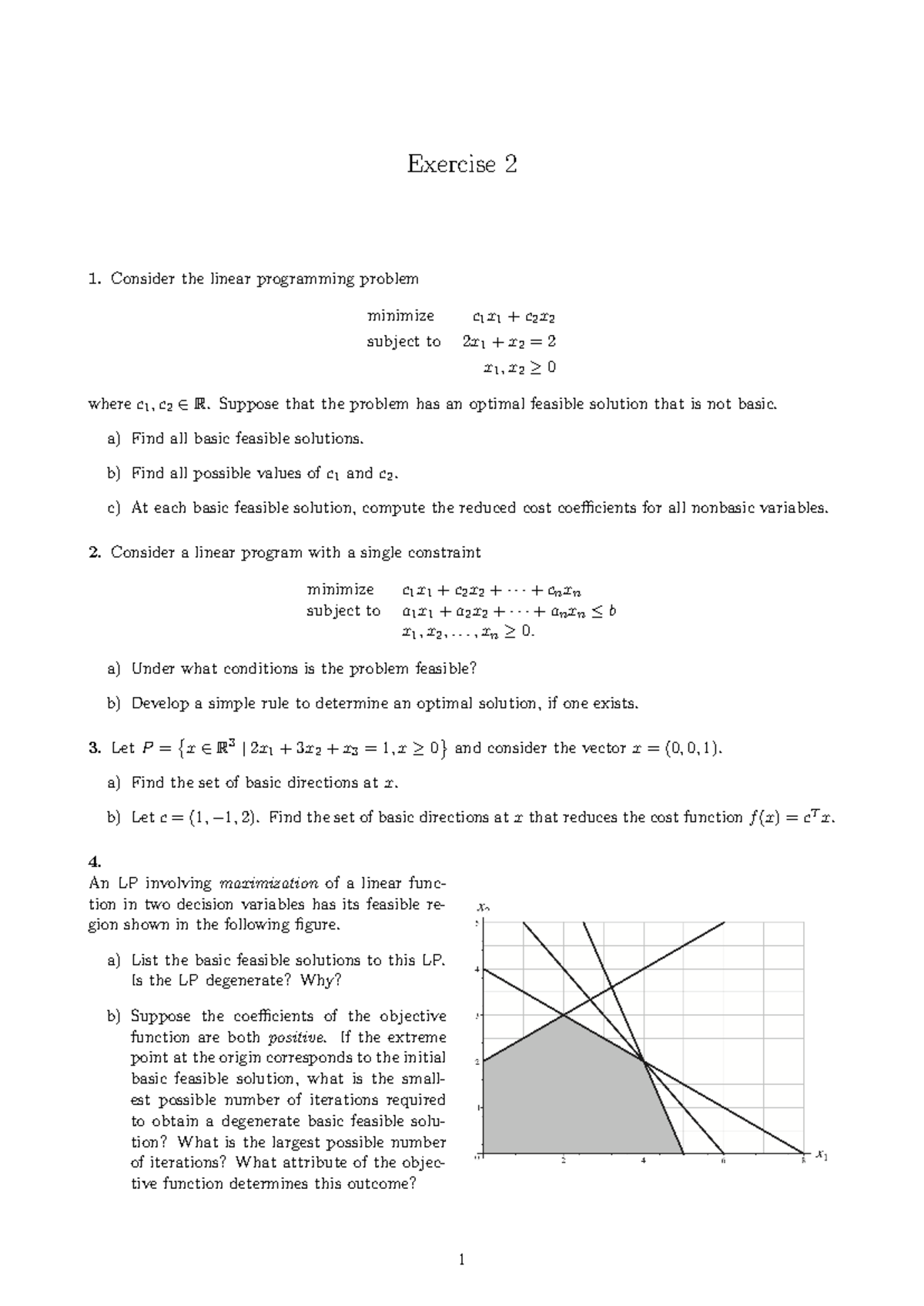 Exercise 2-Simplex method - Exercise 2 Consider the linear programming ...