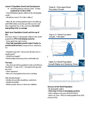 Notes ON Population Growth (draft) - The Basic Issue: Population Growth ...