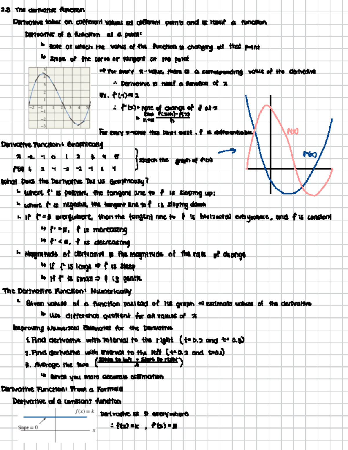 Textbook notes for mat135 - 3 The derivative function Derivative takes ...