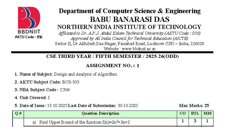 DAA Assignment 1 - Design and Analysis of Algorithms (C304) - Studocu