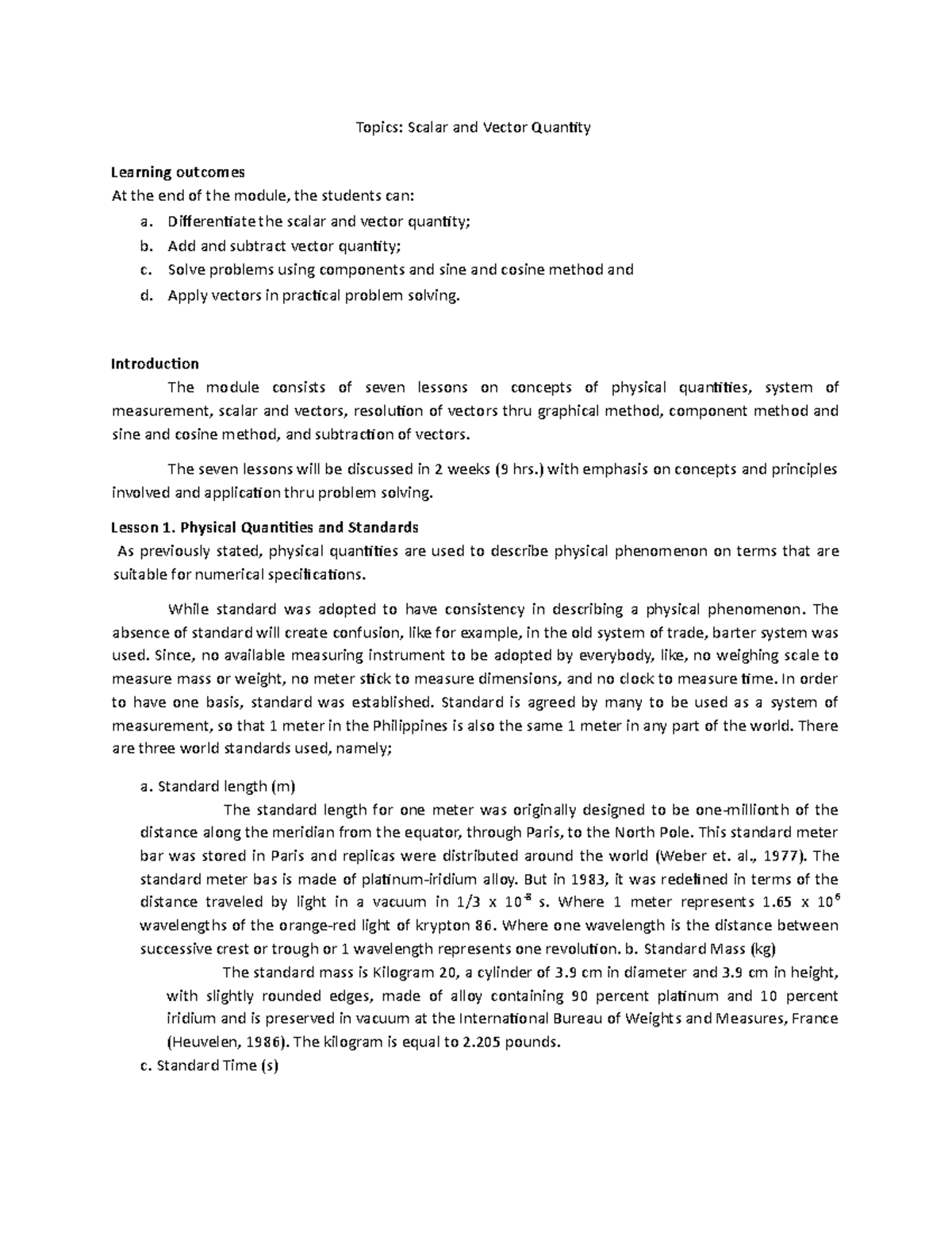 Scalar and Vector Quantities: A Comprehensive Overview in Physics - Studocu