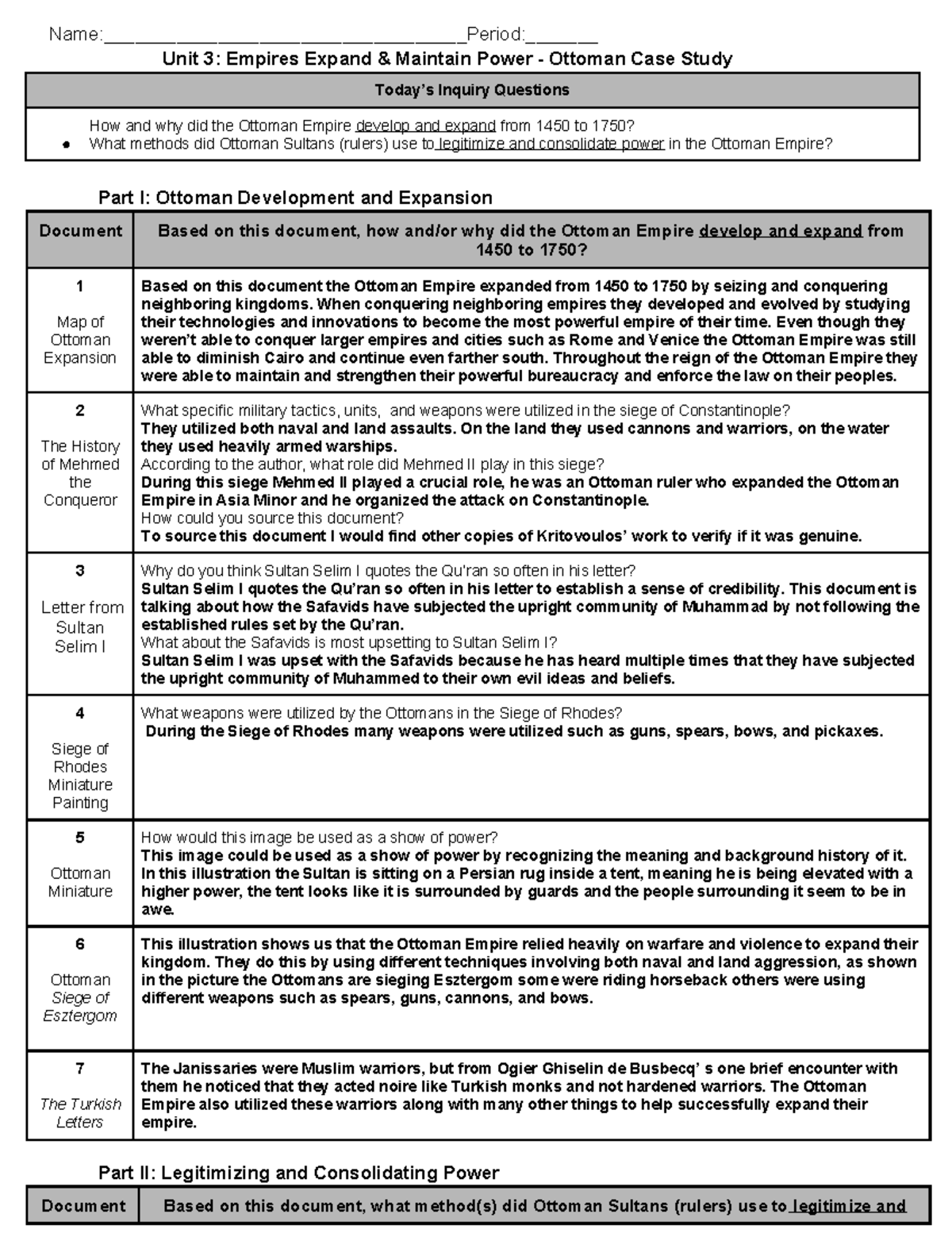 Unit 3: Ottoman Empire Expansion & Power Legitimization Case Study ...