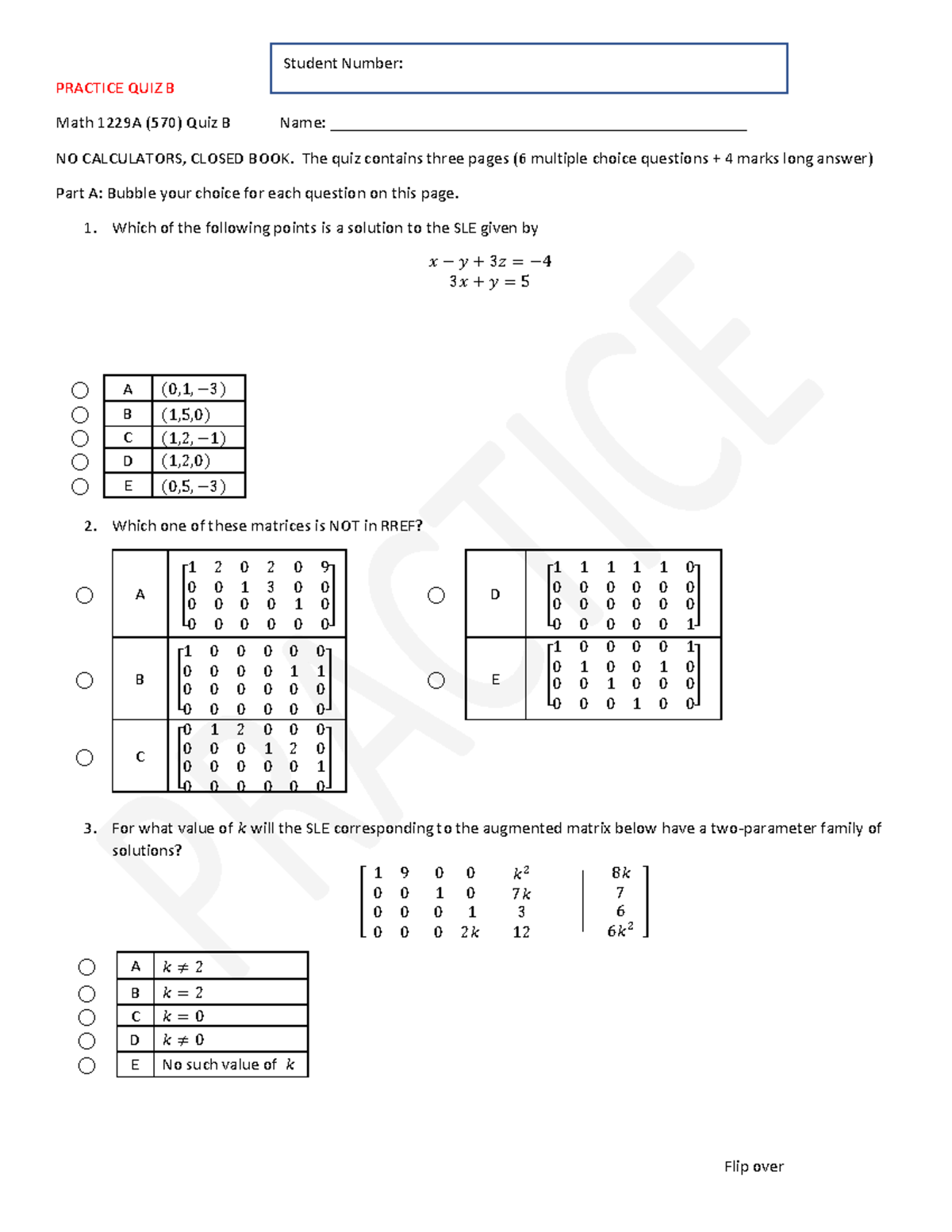 Math 1229A Quiz 2Practice blank - Flip over PRACTICE QUIZ B Math 1229A ...