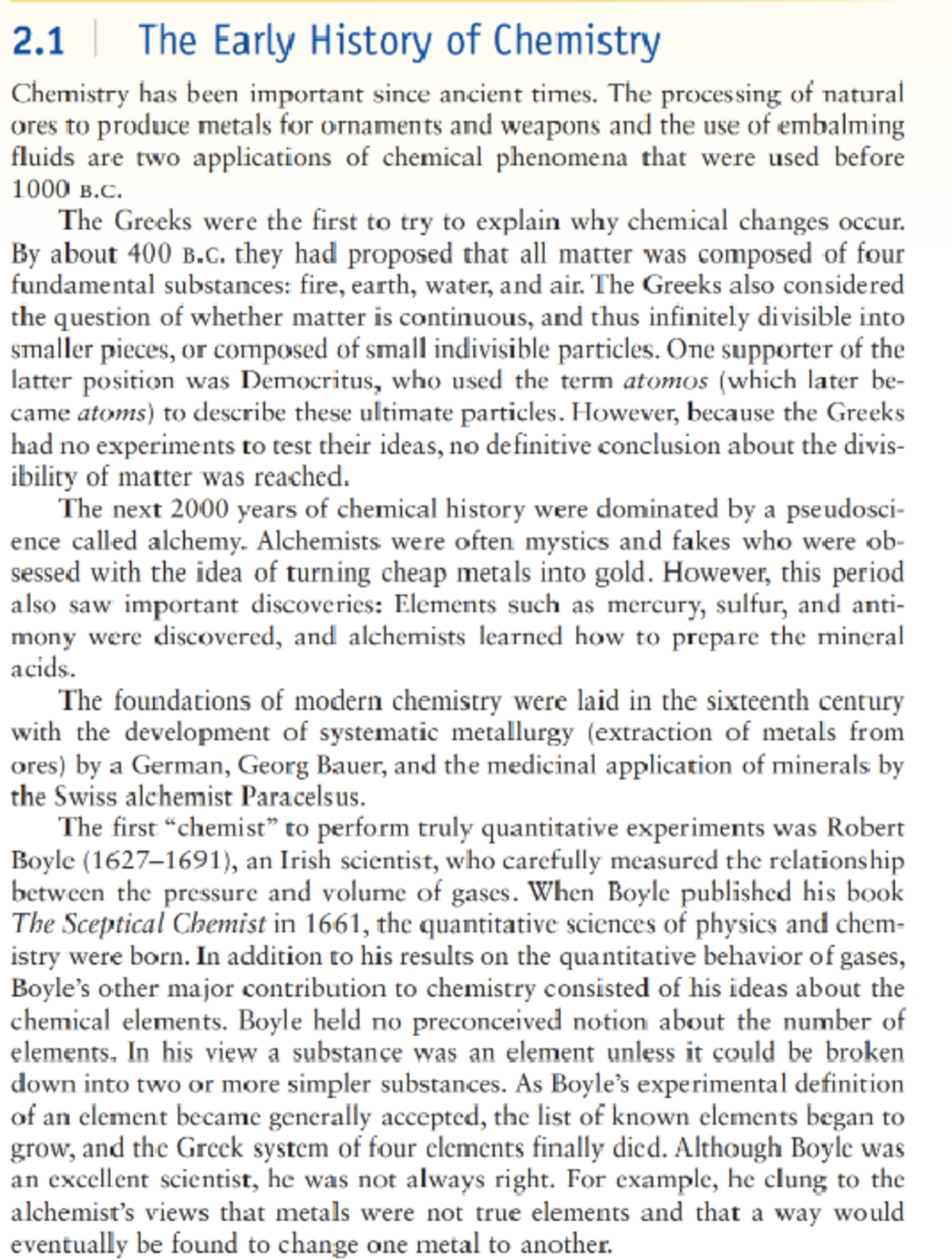 Chemistry 101: Notes on Early History - Chapter 2.1 - Studocu