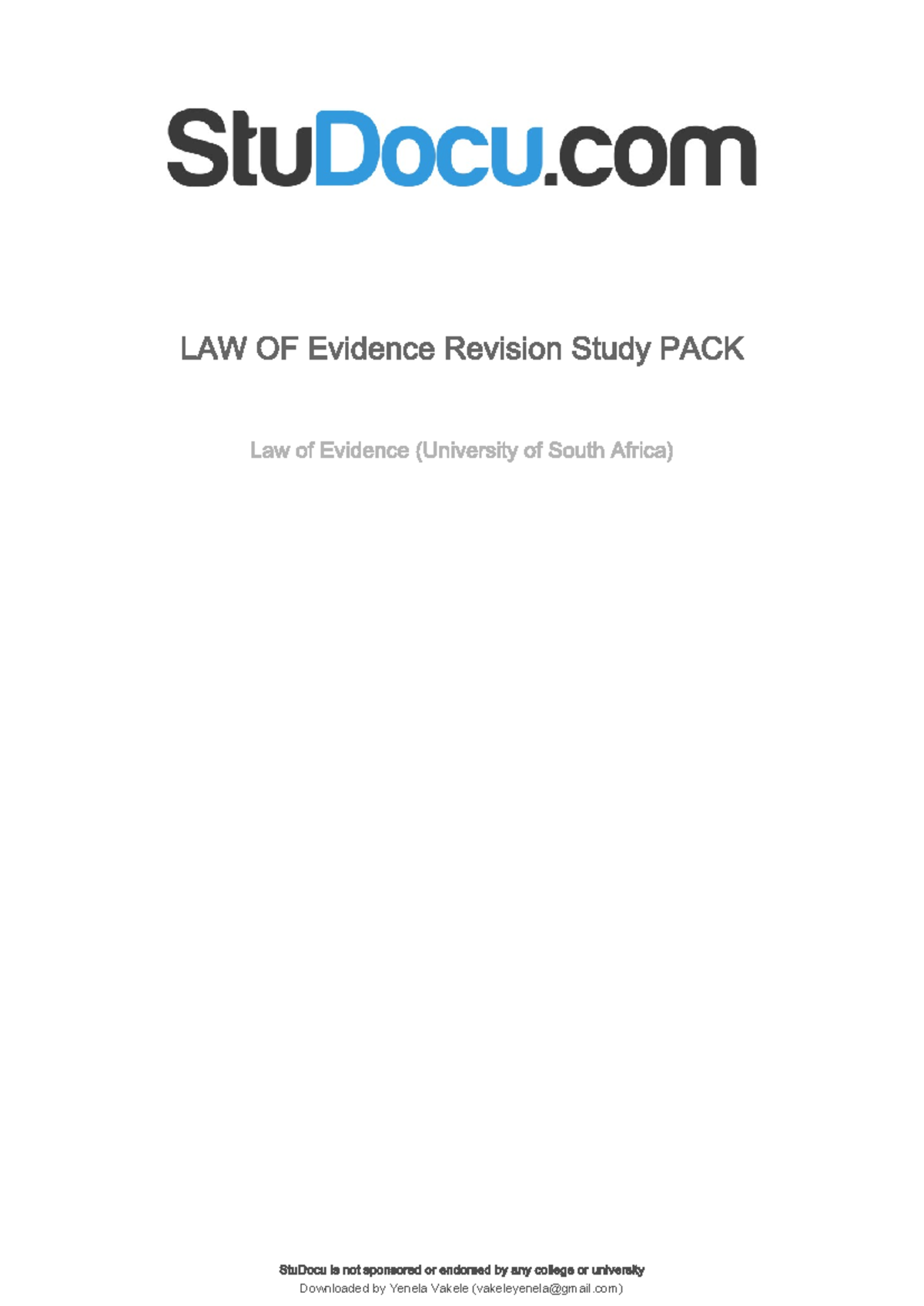 Law of Evidence Revision pack - > t K& s/ E Z s/^/KE ^dh z W