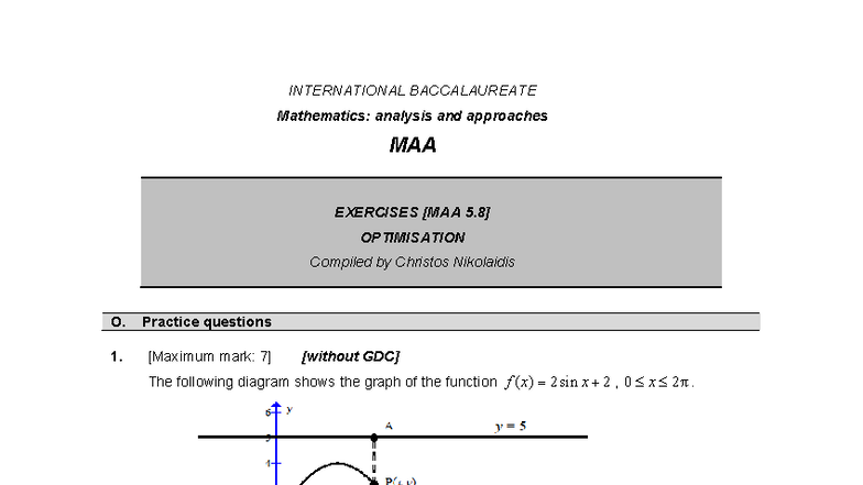 MAA 5.8: Optimisation Practice Questions and Solutions - Studocu