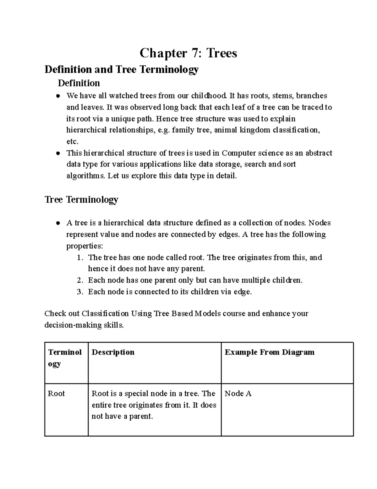 Chapter 7: Trees - Definitions and Terminology in Data Structures - Studocu