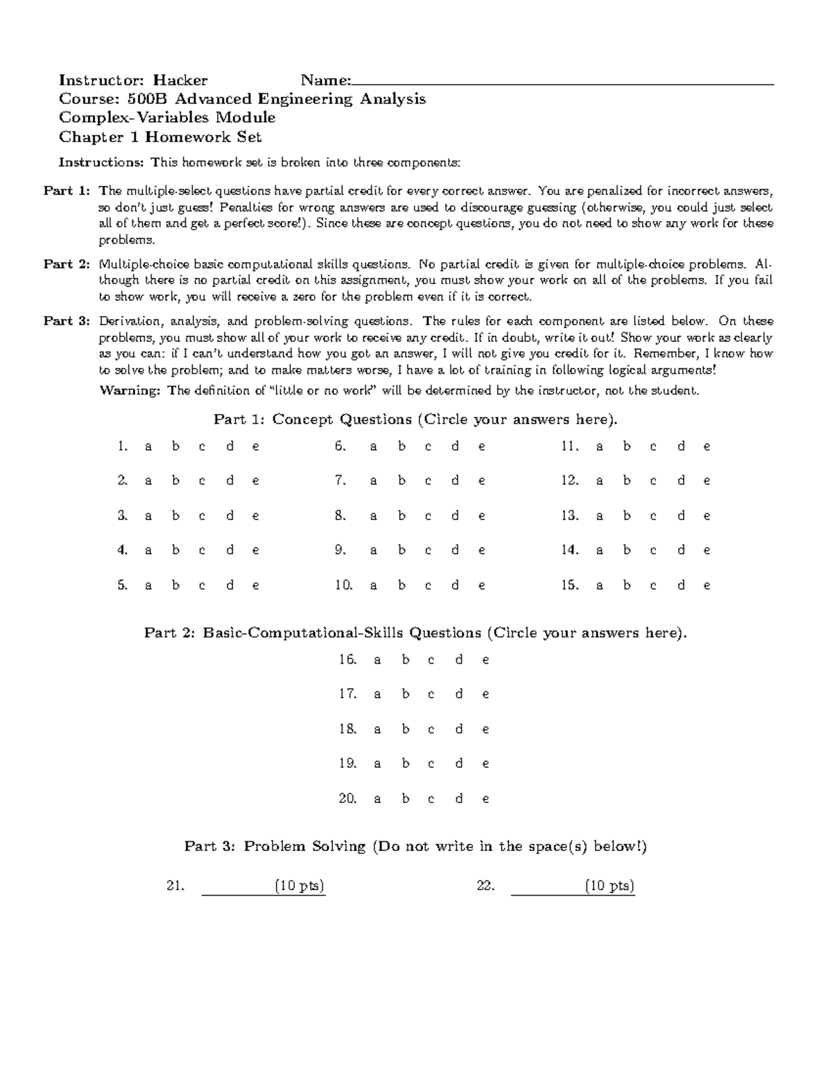 Complex Variables 500B: Chapter 1 Homework Set Instructions - Studocu