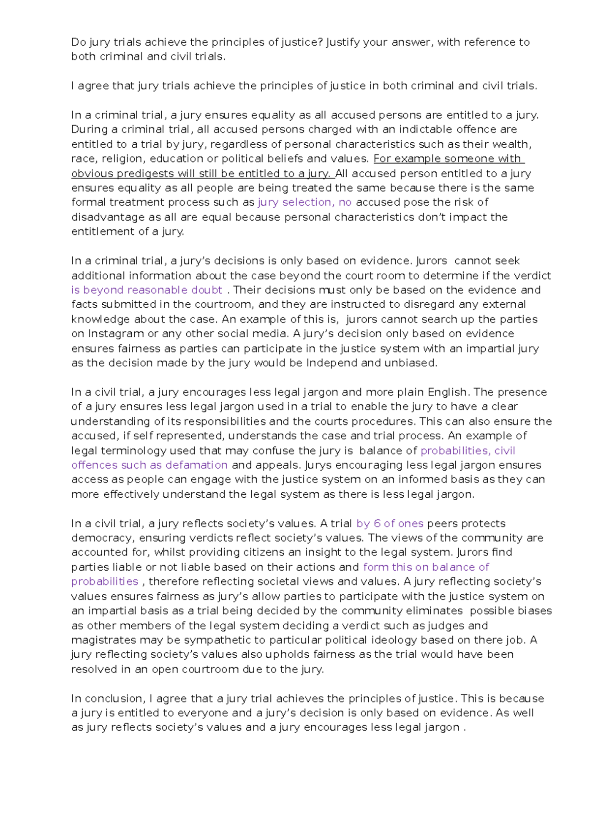3 and 4 10 markers - notes - Do jury trials achieve the principles of ...