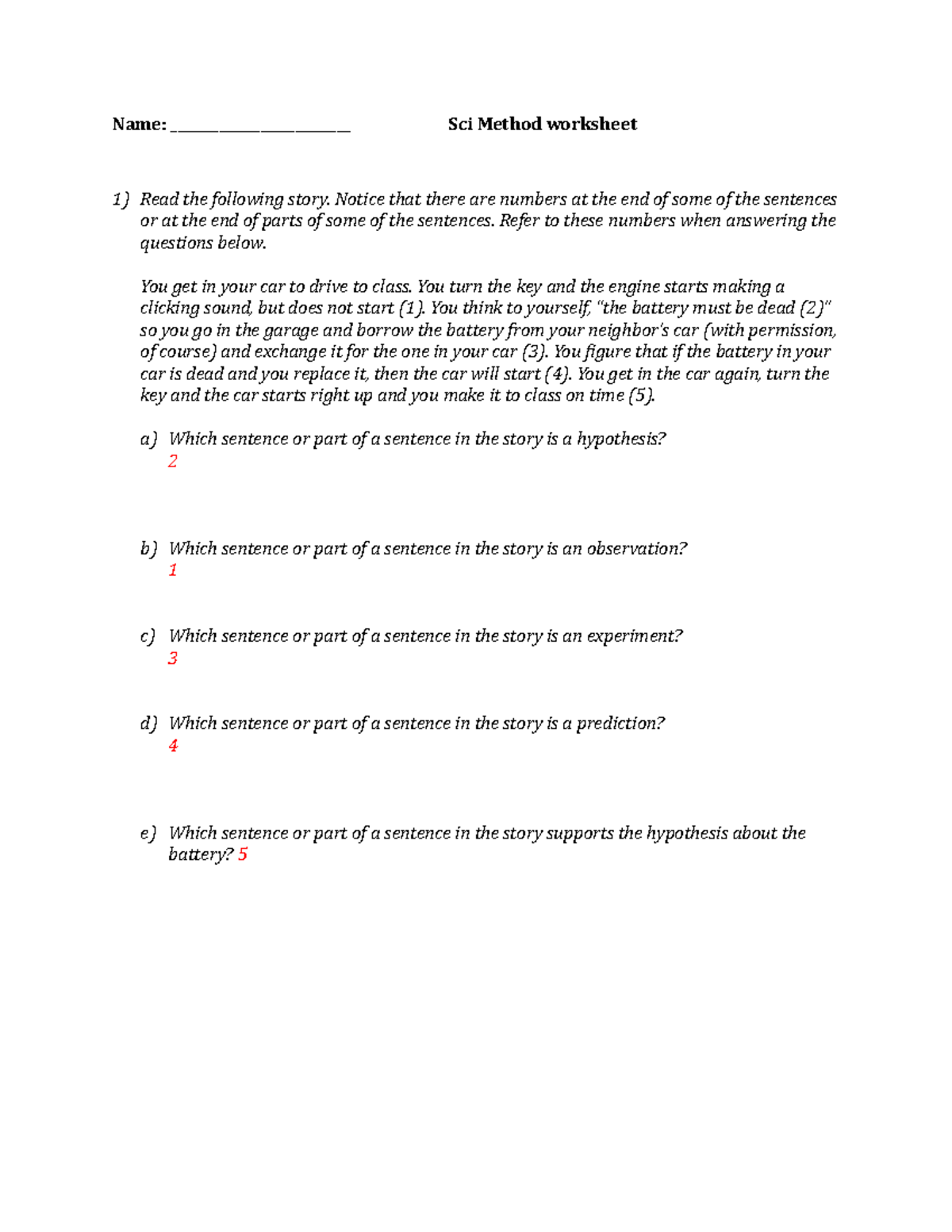 Scientific Method Examples Answer Key and Worksheet (Sci 101) - Studocu