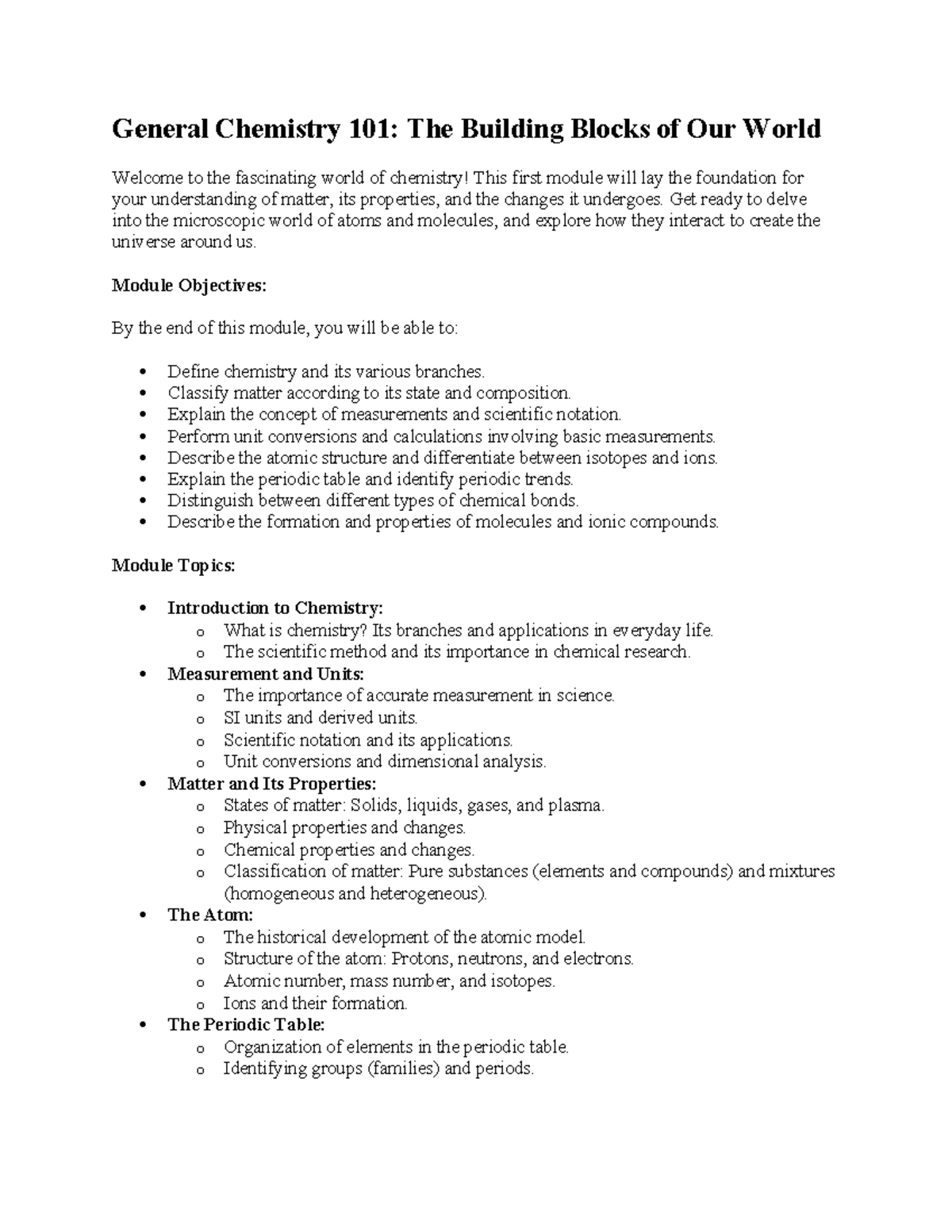 Chemistry 1styear - General Chemistry 101: The Building Blocks of Our ...