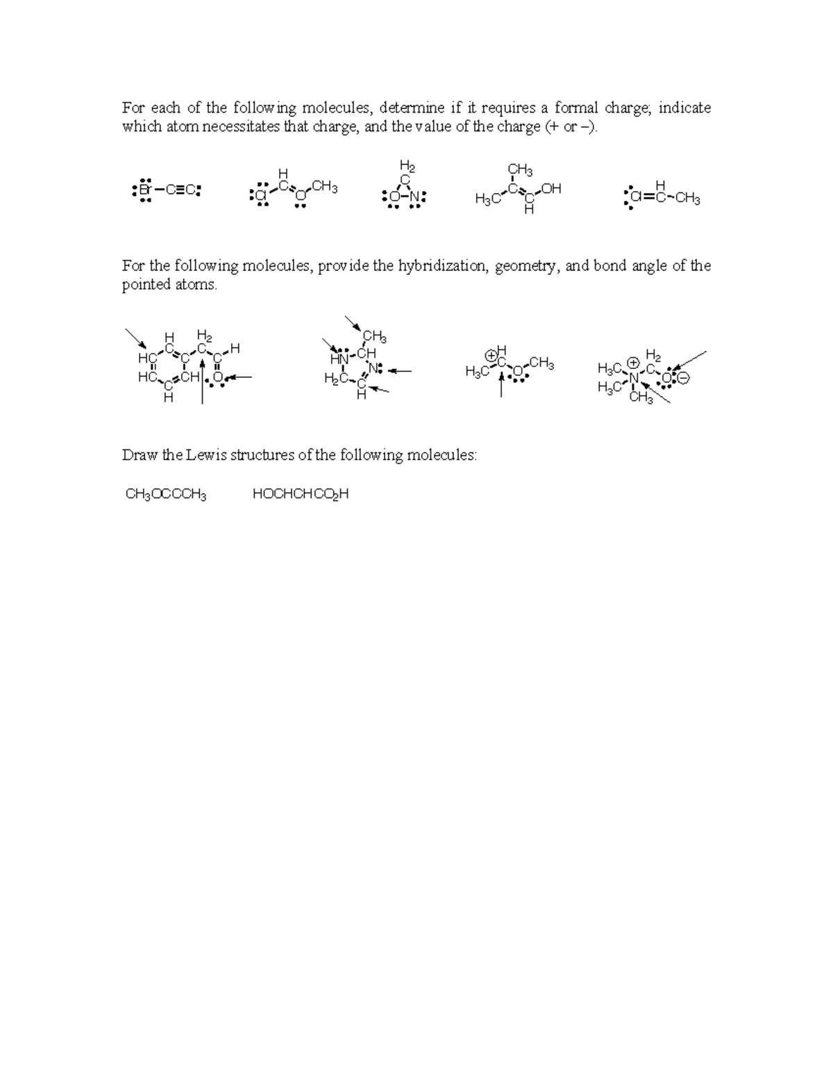 Lecture 1A - Practice Problems on Molecular Charges and Structures ...