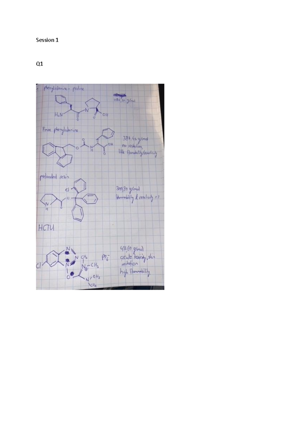 Peptide Synthesis Assignments (Session 1 & 2) - Key Concepts and ...