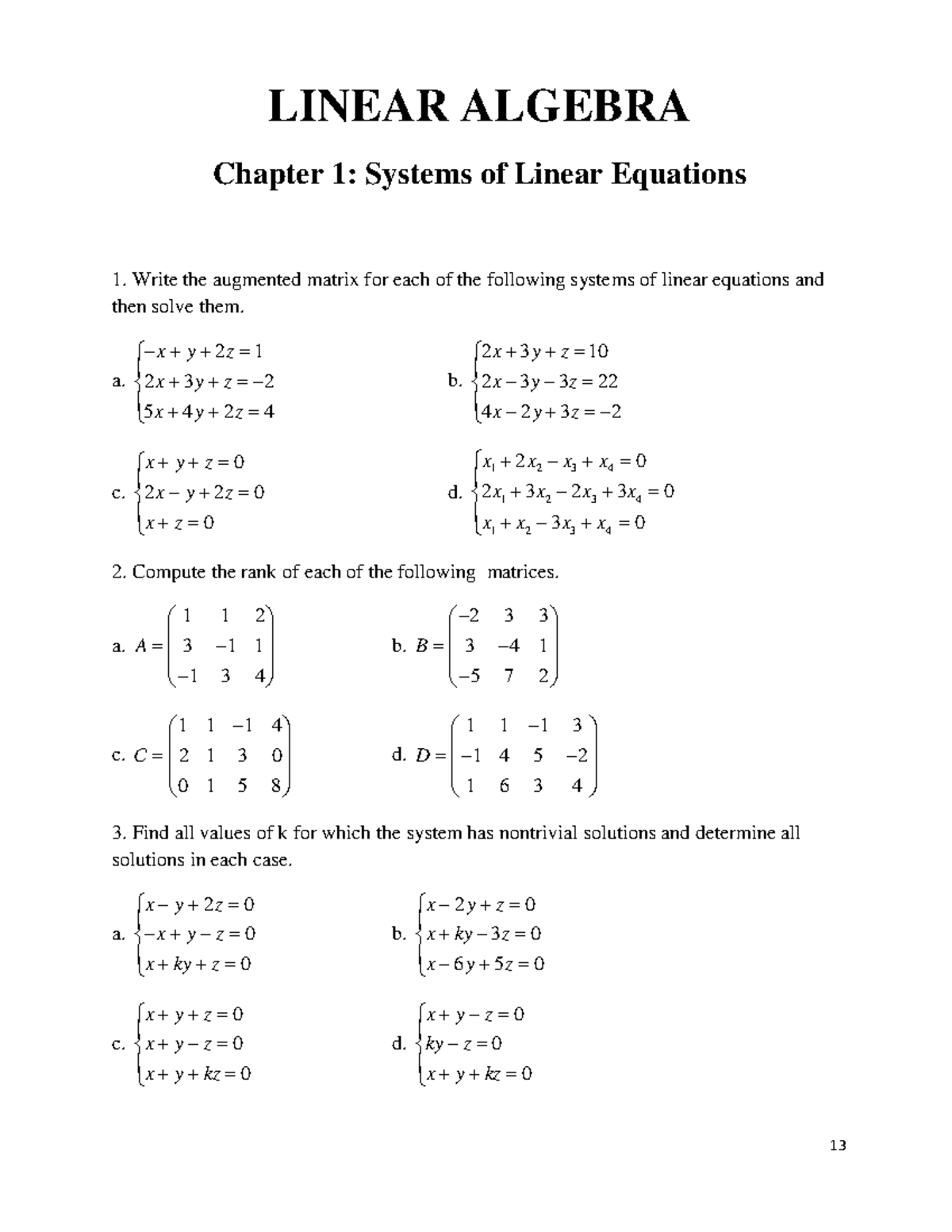 Algebra - Chap 1 - yuhv - 13 LINEAR ALGEBRA Chapter 1: Systems of ...
