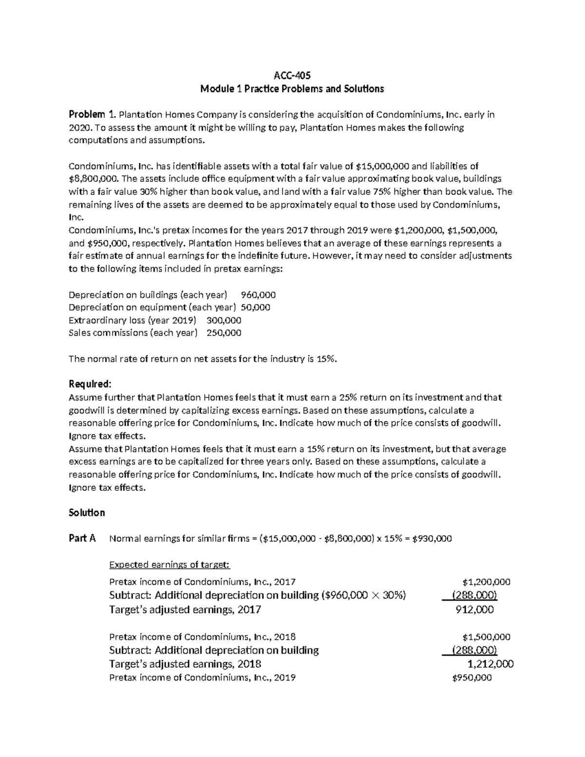 ACC Module 1 Practice Problems & Solutions: Acquisition Assessments ...