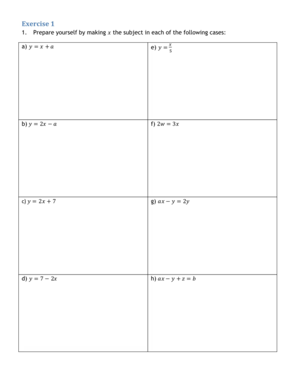 Transposing Formulas: Rearranging Equations Worksheet - Studocu