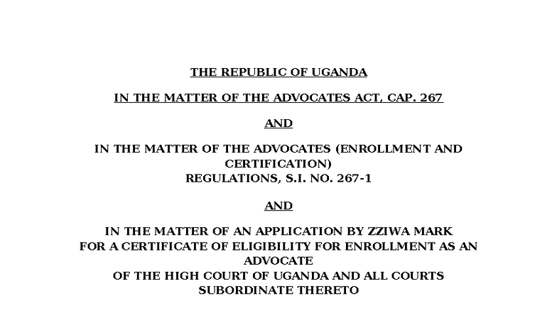 Application for Certificate of Eligibility as Advocate (Advocates Act ...