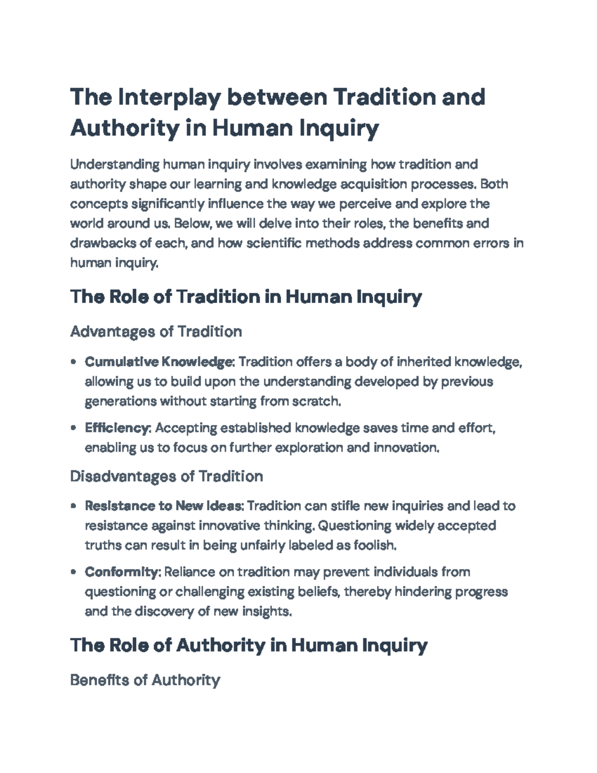 Exploring Tradition and Authority in Human Inquiry: Errors and ...