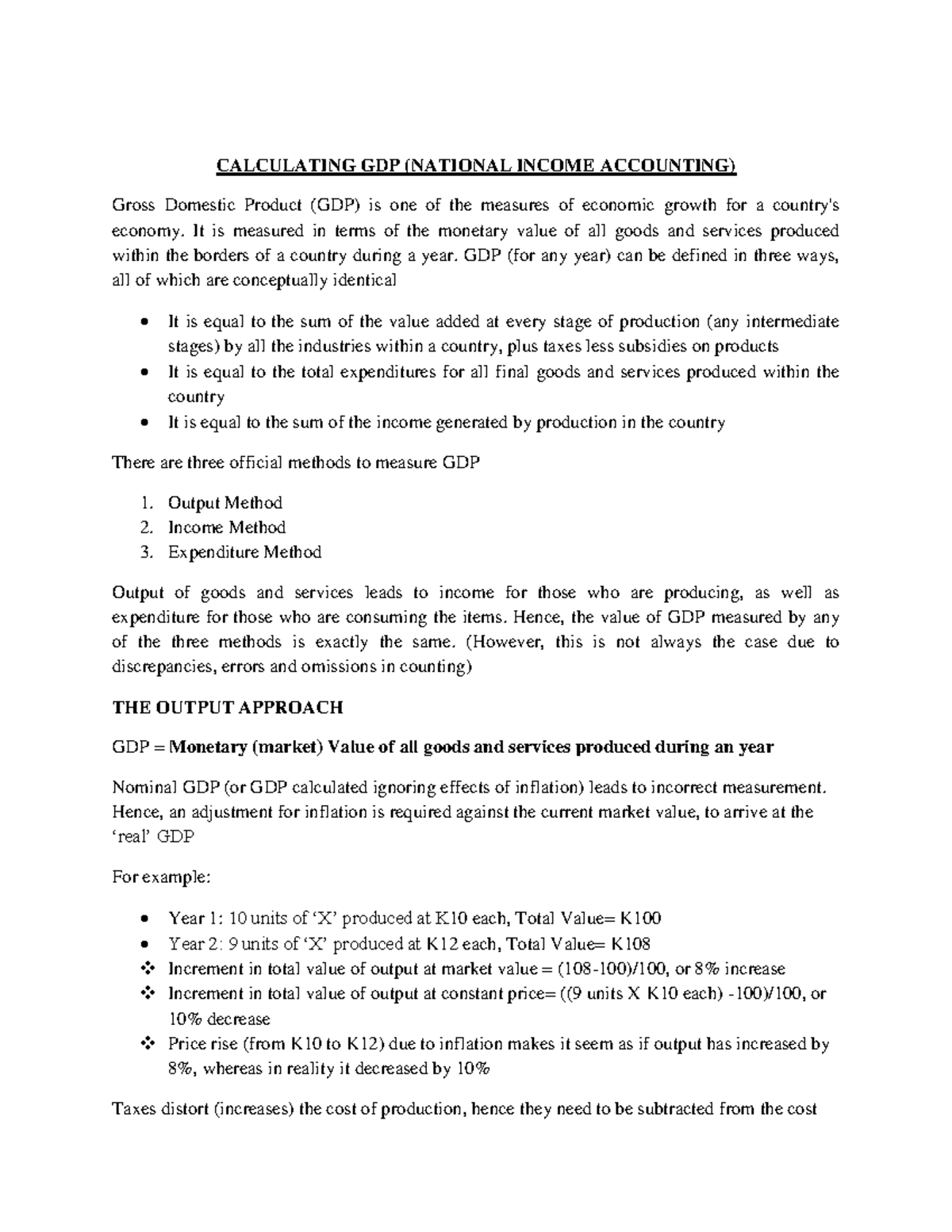 Calculating GDP: Comprehensive Notes on National Income Accounting ...