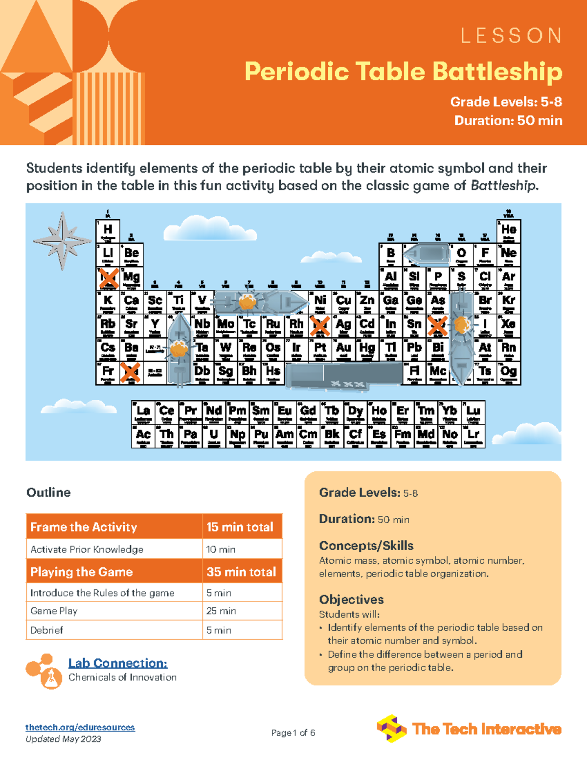 Lesson-periodictablebattleship - Students identify elements of the ...