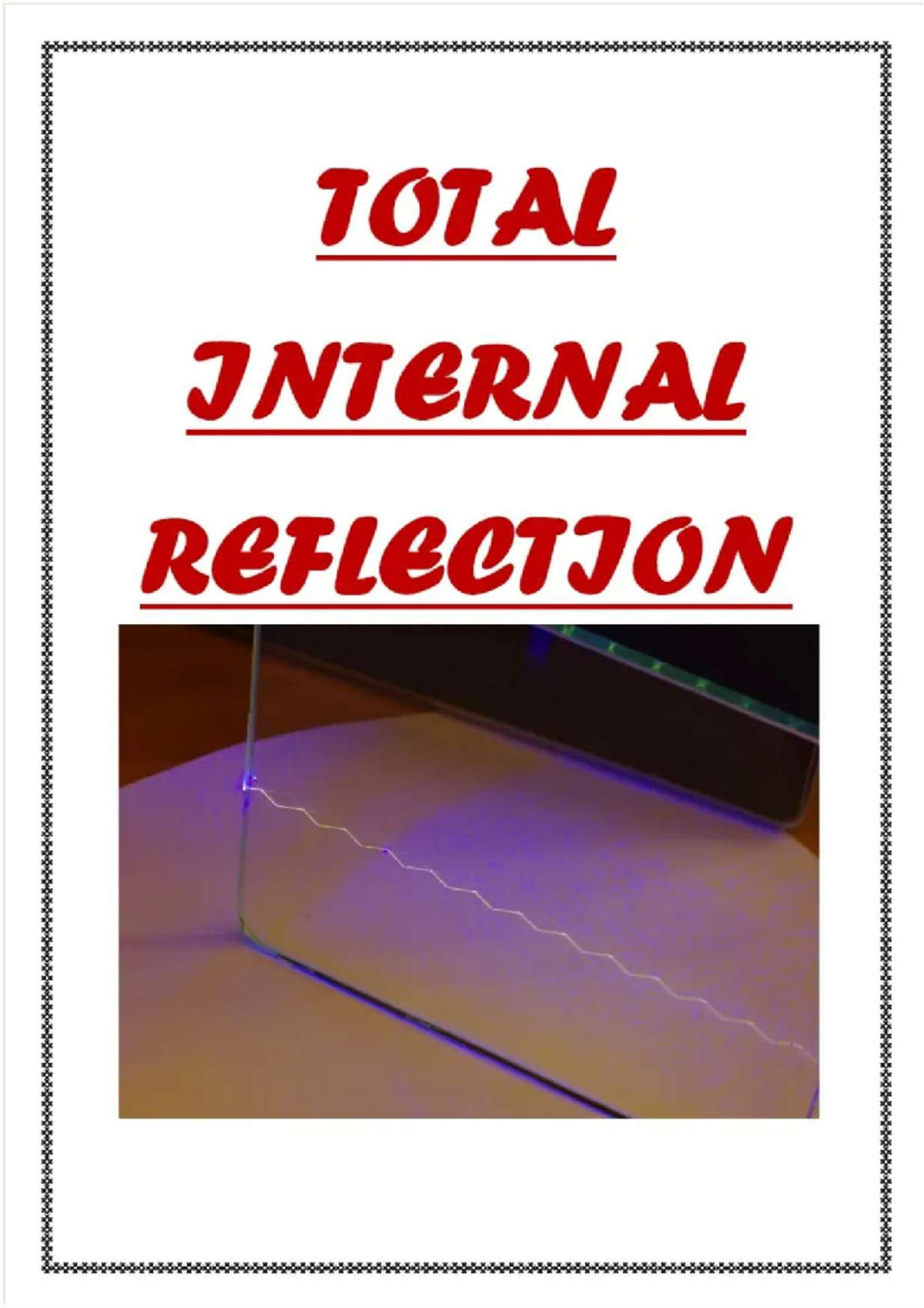 Total Internal Reflection: Concepts and Applications (PHYS 1001) - Studocu
