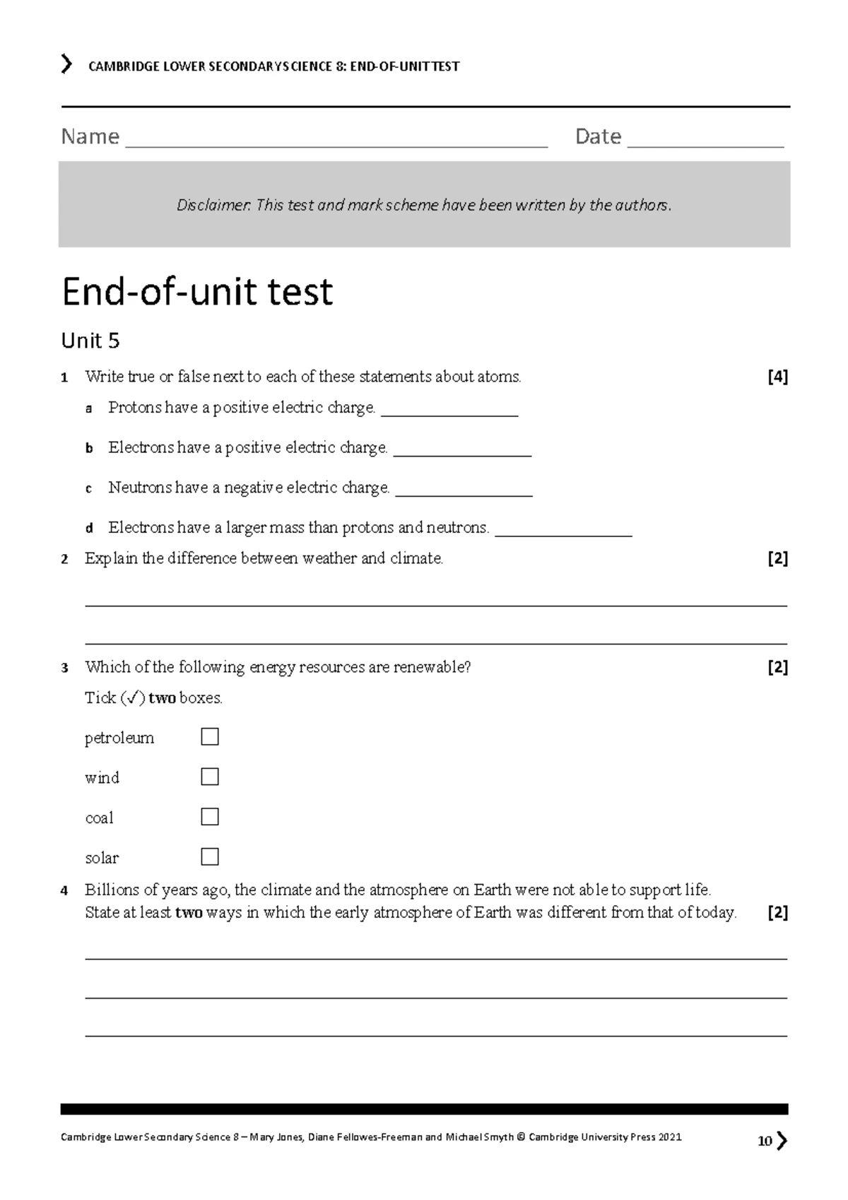 Stage 7 Science Paper 2 - Progression Assessment 2025 - Studocu