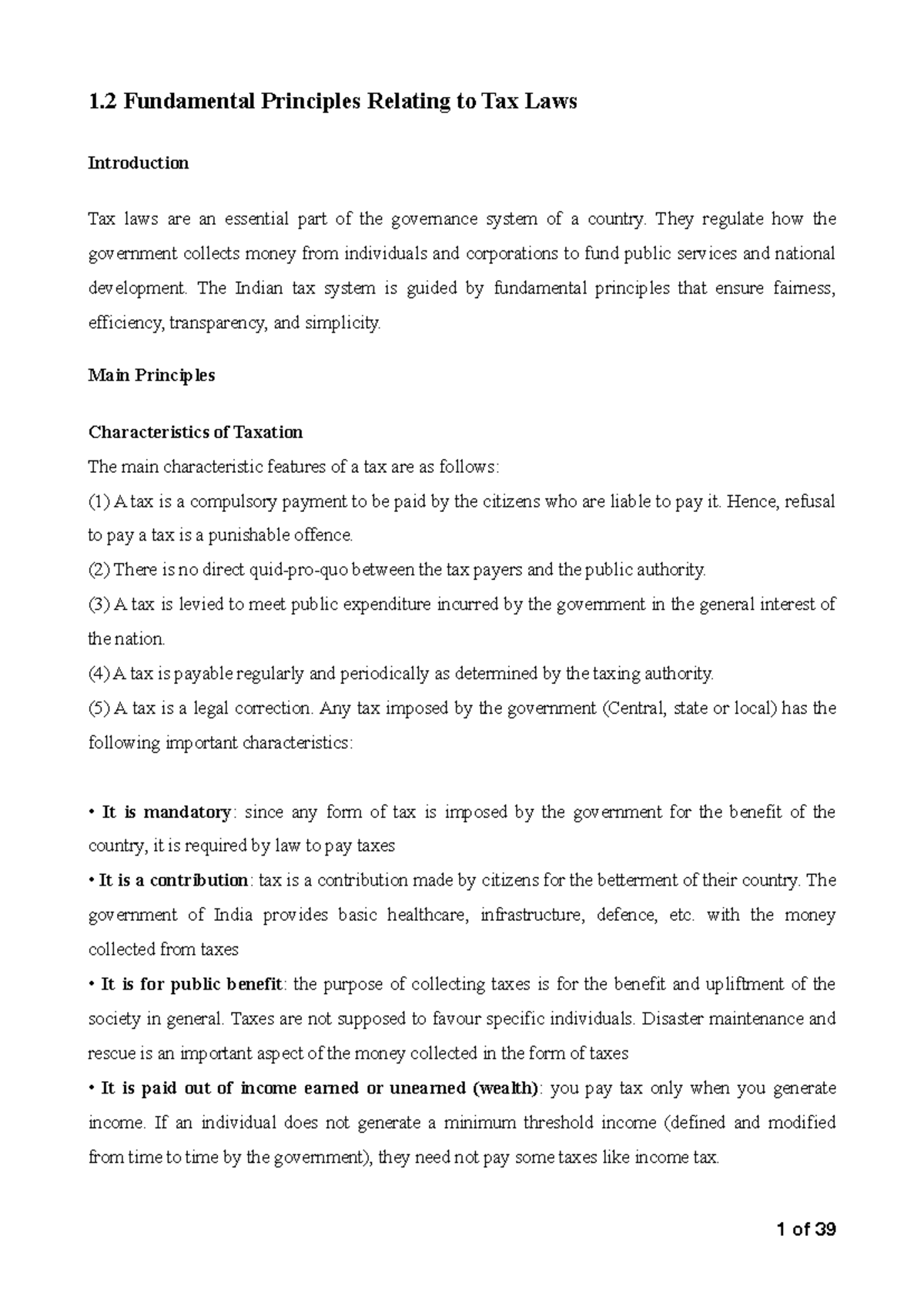 9 Sem Income Tax - Fundamental Principles and Tax Structure Notes - Studocu
