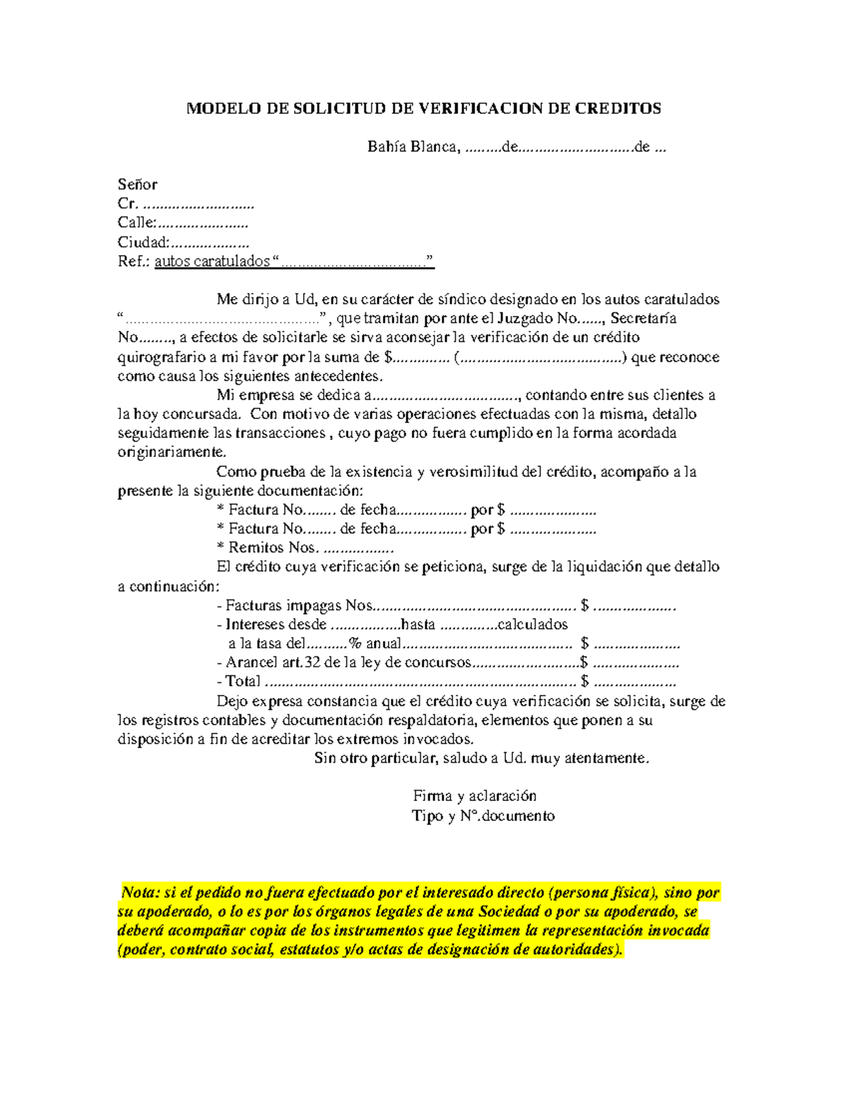 Modelo DE Solicitud DE Verificacion DE Creditos - MODELO DE SOLICITUD DE VERIFICACION DE ...
