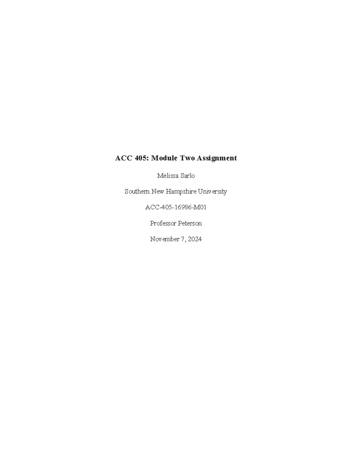 ACC 405 Module 2 Assignment: Footnotes and Financial Adjustments ...