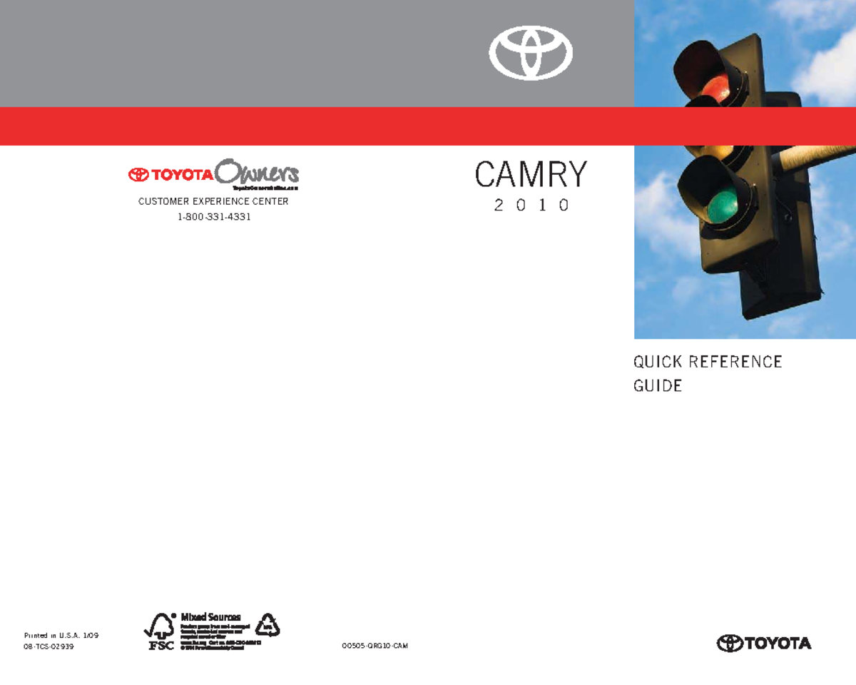 2010 CAMRY QUICK REFERENCE GUIDE: Essential Vehicle Operations - Studocu