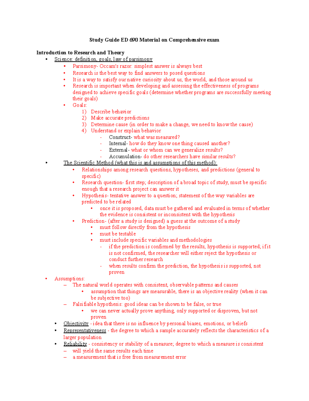 ED 690 Comprehensive Exam Study Guide: Research Methods & Ethics - Studocu